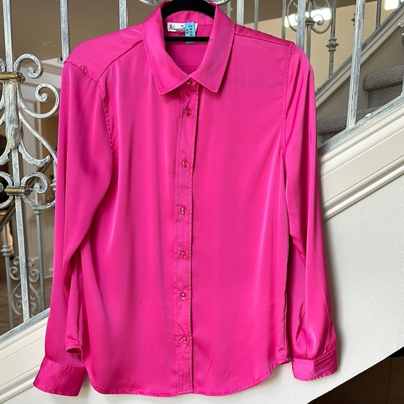 Blue Blossom | Tops | Vibrant Pink Button Down Shirt | Poshmark